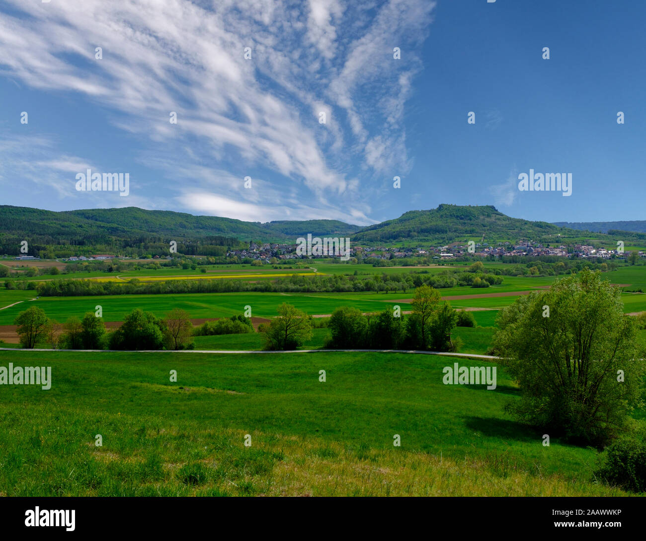 Scenic view of green landscape in Upper Franconia, Germany Stock Photo ...
