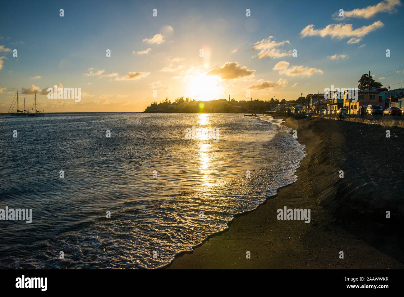 The port in Basseterre at sunset, St. Kitts and Nevis, Caribbean Stock ...
