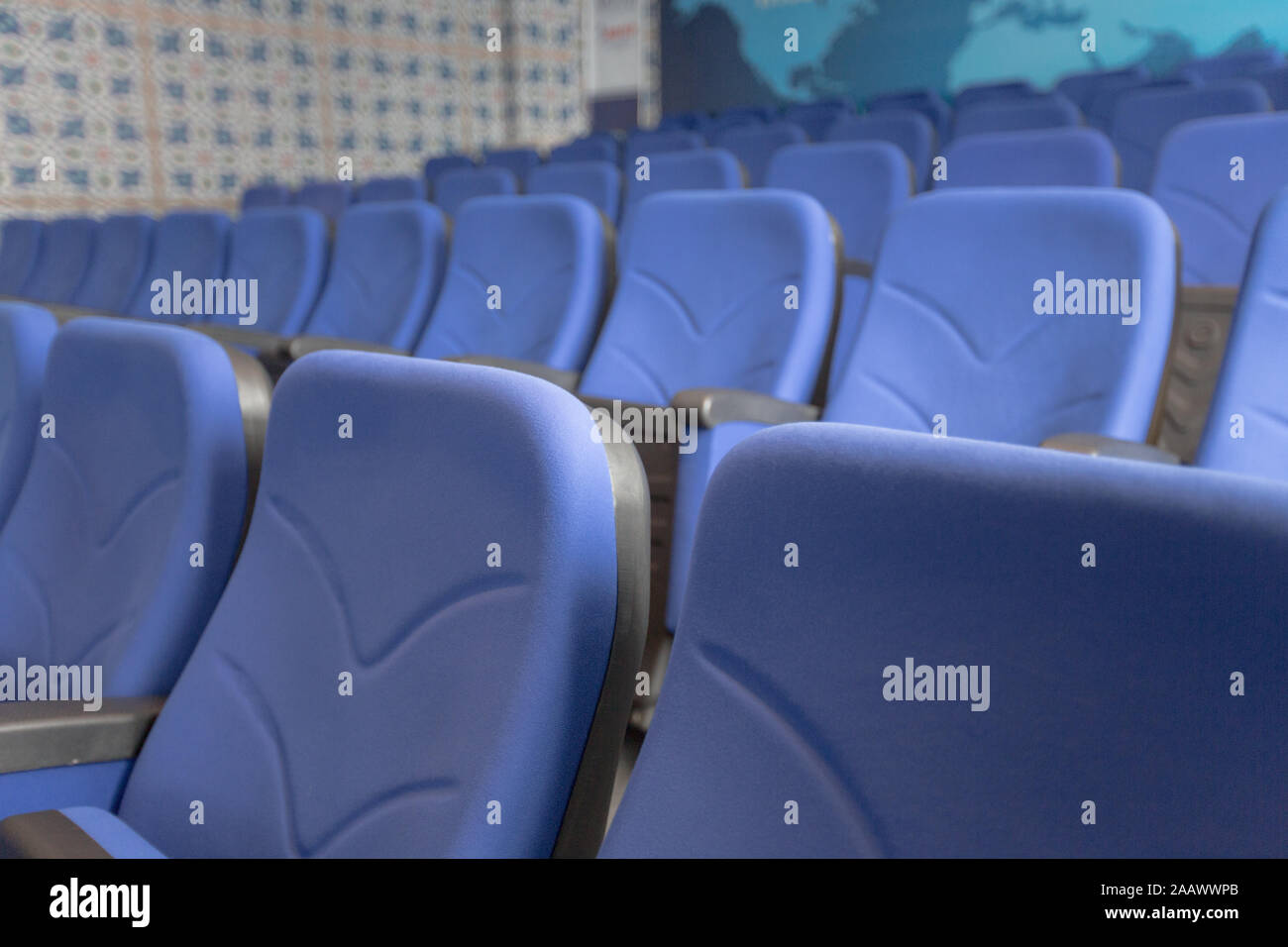 Conference hall or seminar room, row of empty seat in auditorium or ...
