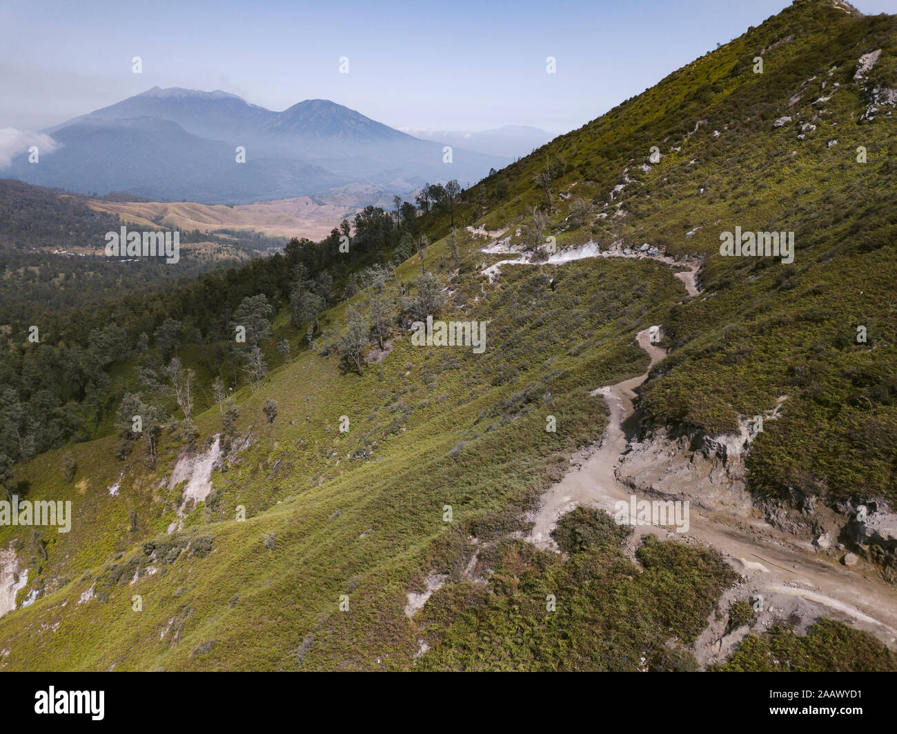 Indonesia, Java, Dirt road across ridge of Ijen volcano Stock Photo - Alamy