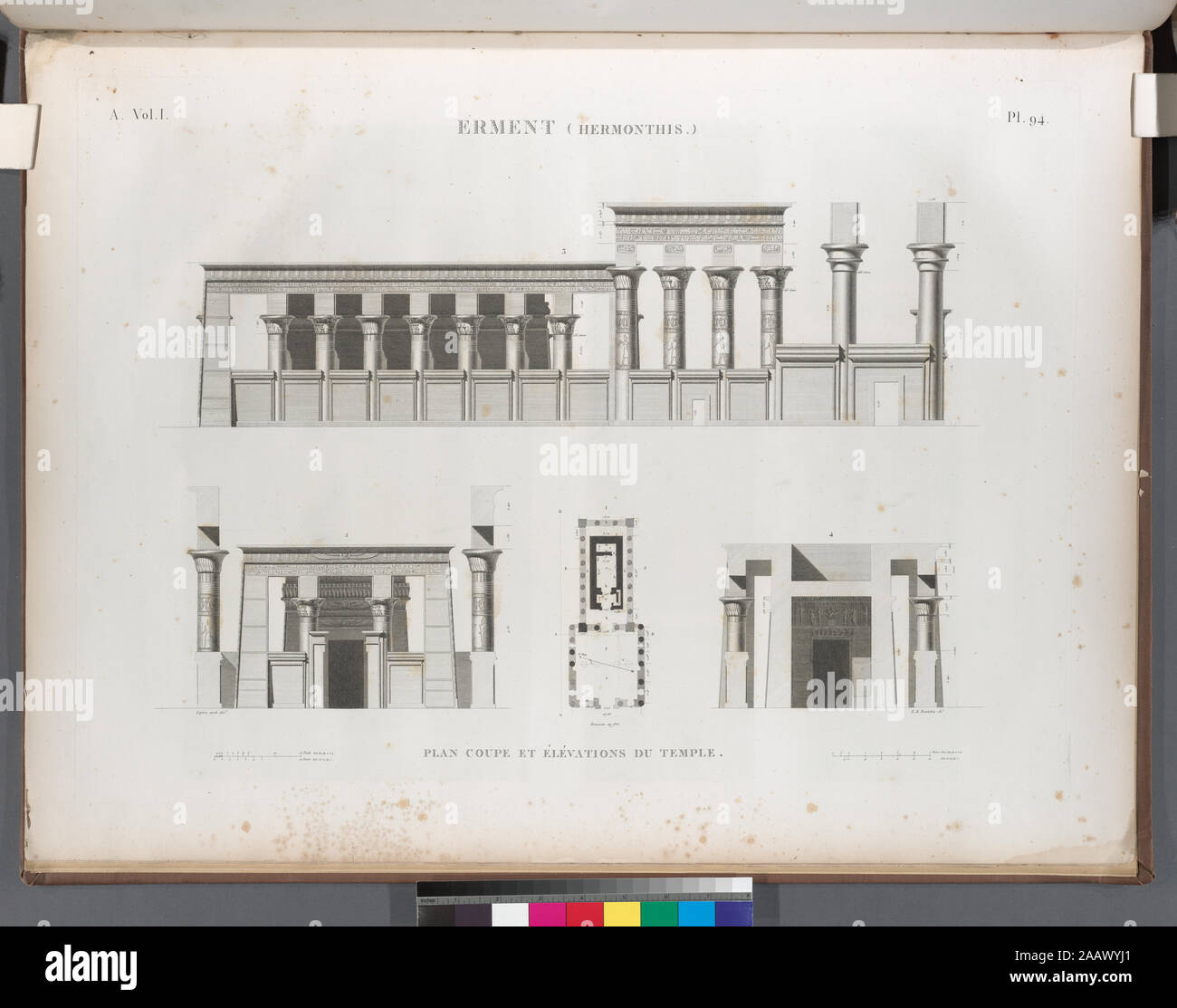 Erment (Armant) (Hermonthis) Plan, coupe et élévations du temple Erment ...