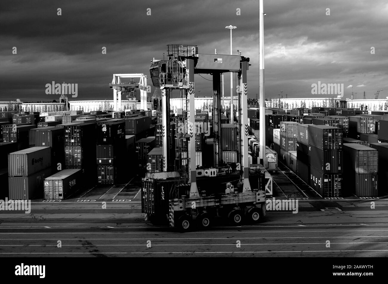 Industrial container freight containers Black and White Stock Photos ...