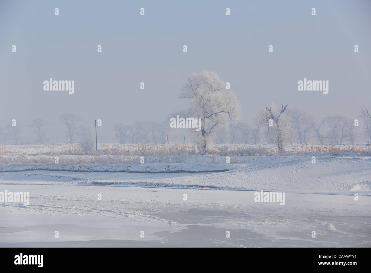 Winter Rime Scenery at Daytime in Famous Rime Island in a winter day ...