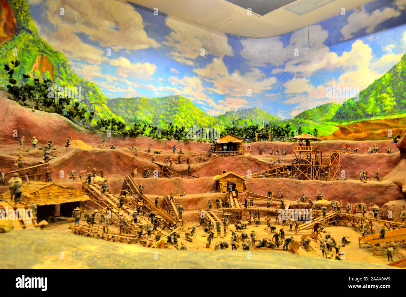 A scale model of tin mining at the Phuket Mining Museum Kathu Phuket ...