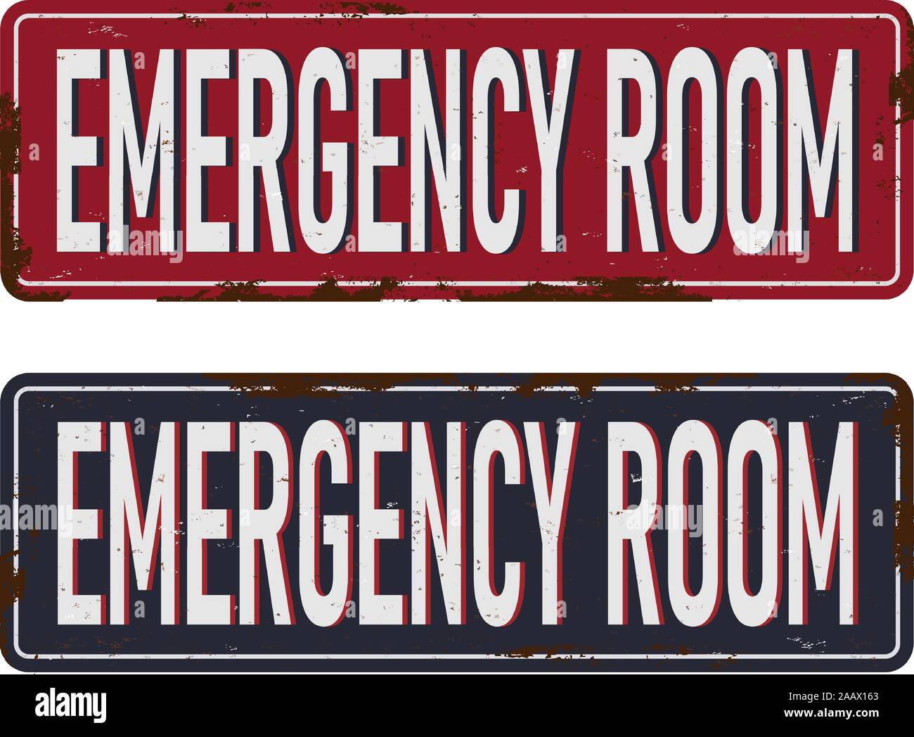 Vector illustration of red emergency room metal rusted sign Stock ...