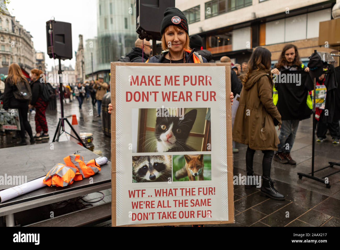 Leicester Square, London, UK. 23rd Oct, 2019. Anti fur protesters ...