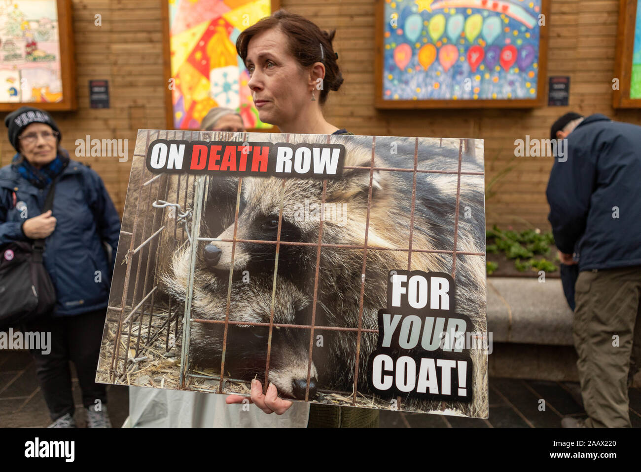 Leicester Square, London, UK. 23rd Oct, 2019. Anti fur protesters ...
