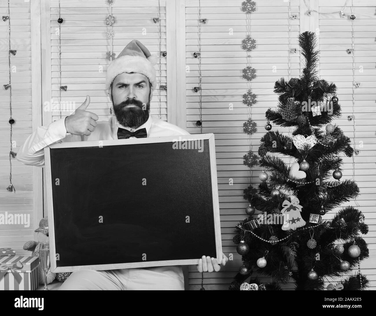 Christmas blackboard copy space Black and White Stock Photos & Images ...