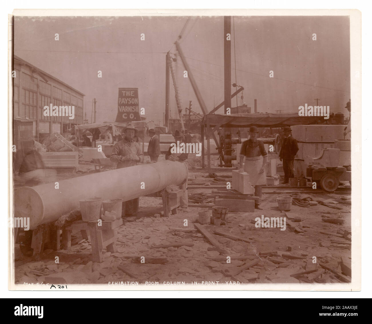 Exhibition room column in front yard, (Port Morris marble yard ...