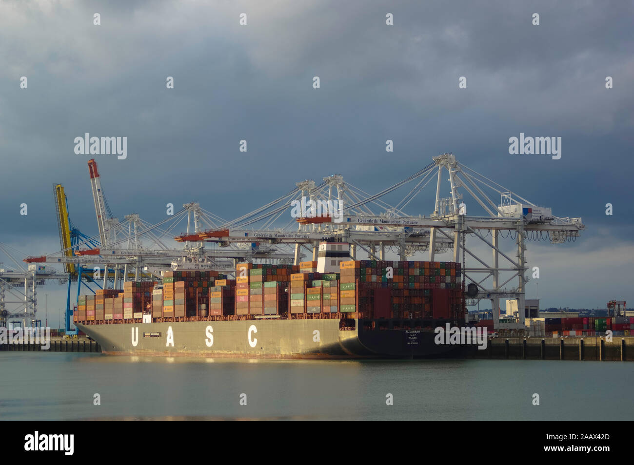 Container ship in export and import business and logistics Stock Photo ...