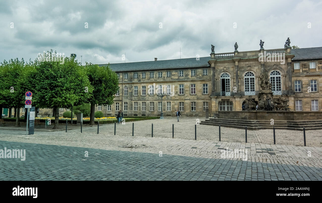 City tour with old castle and castle tower in bayreuth hi-res stock ...