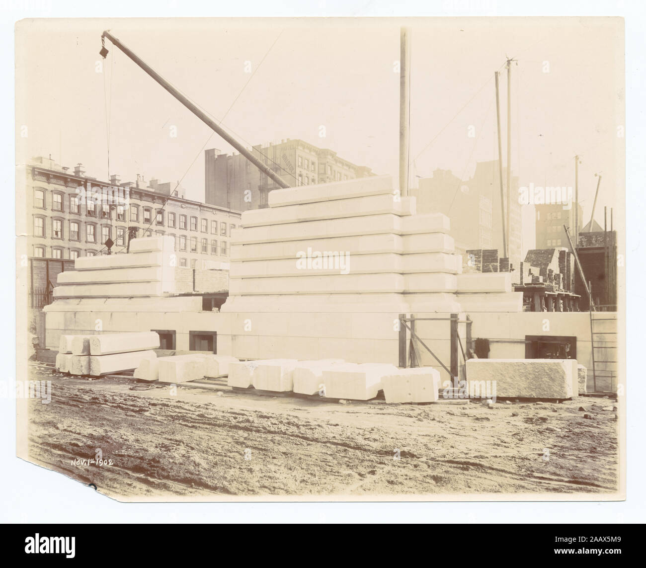 Exterior marble work - construction of the west facade, looking ...