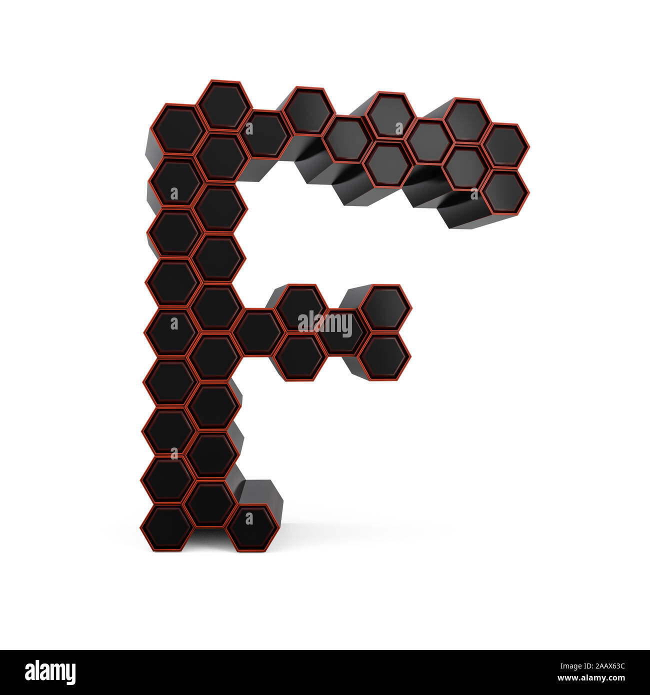 Capital letter F. Uppercase. Black glossy abstract honeycomb font. 3D ...