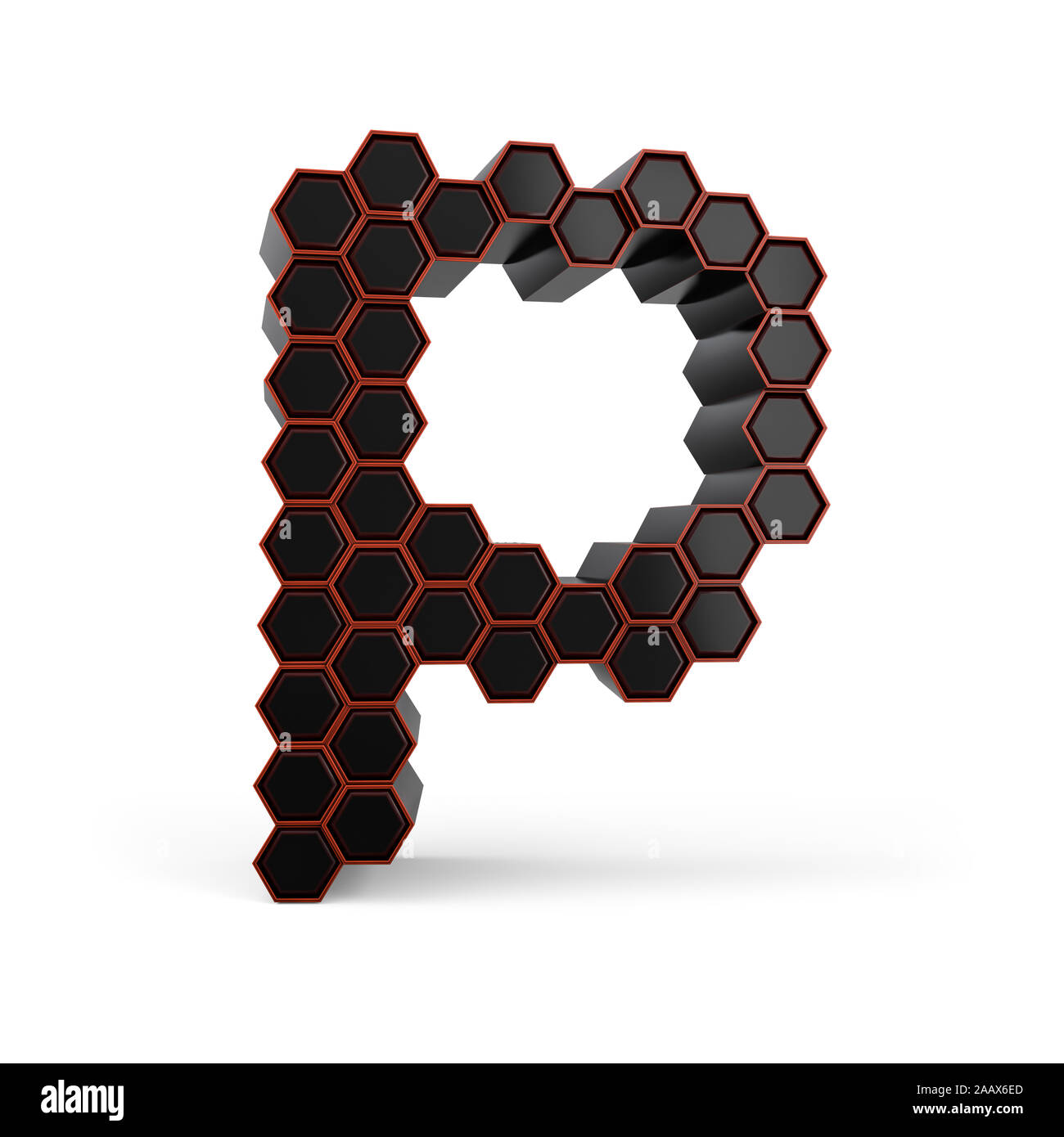 Capital letter P. Uppercase. Black glossy abstract honeycomb font. 3D ...