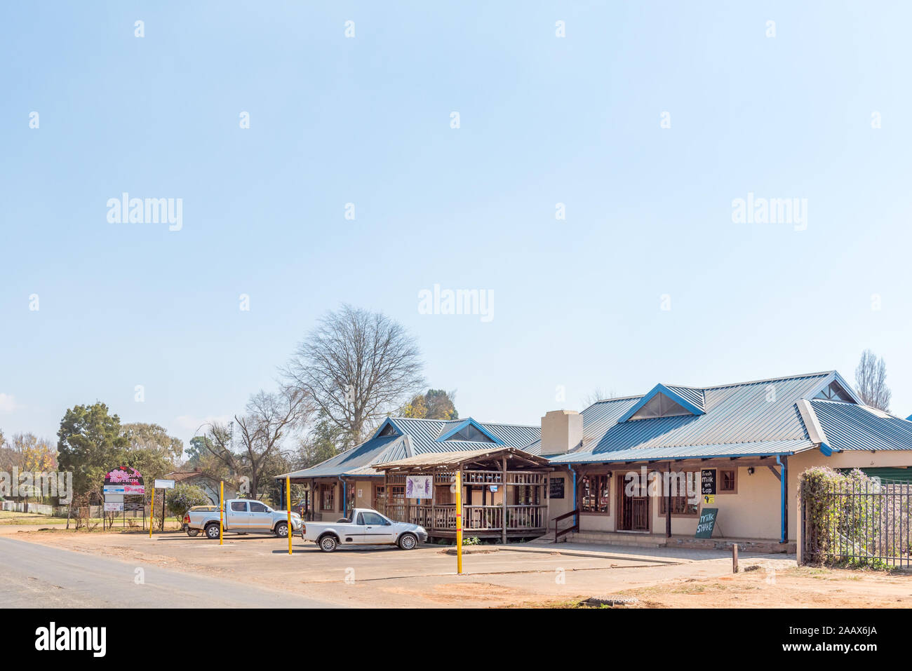 BELFAST, SOUTH AFRICA - MAY 22, 2019: A street scene, with a shopping ...