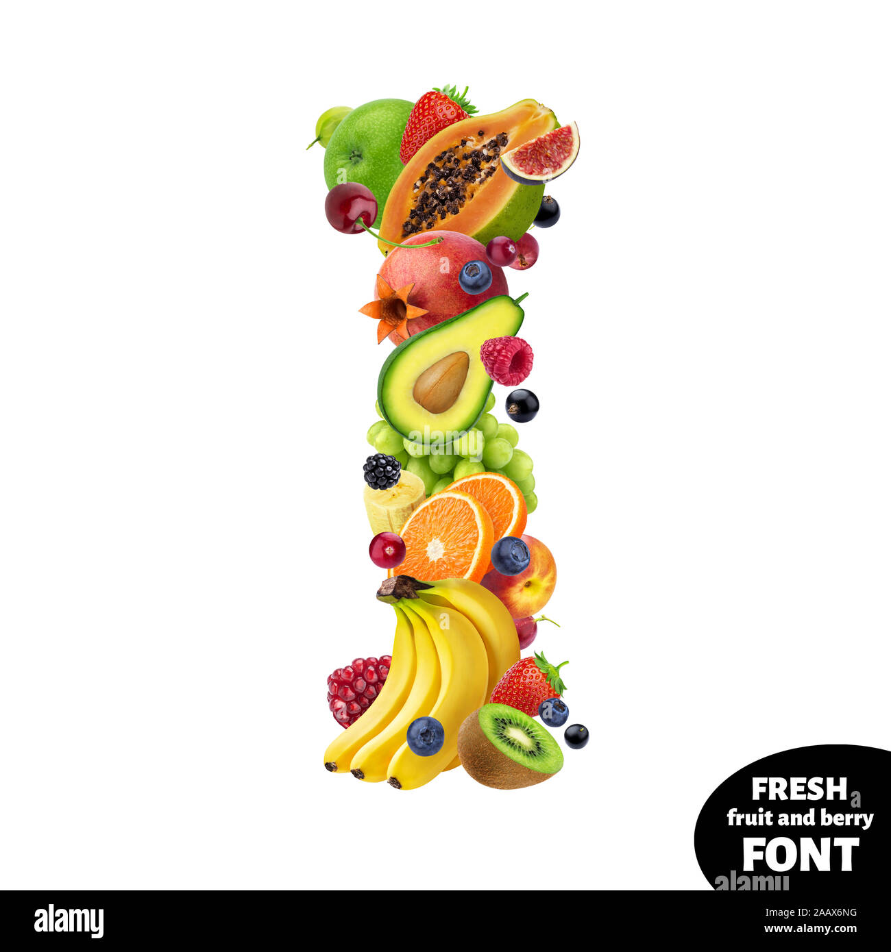 Letter I, fruit font symbol isolated on white background Stock Photo ...