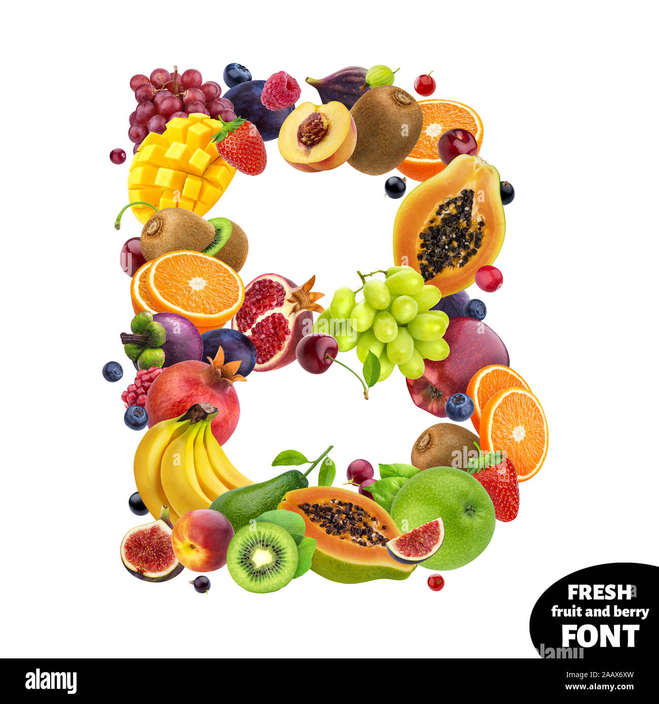 Letter B, fruit font symbol isolated on white background Stock Photo ...