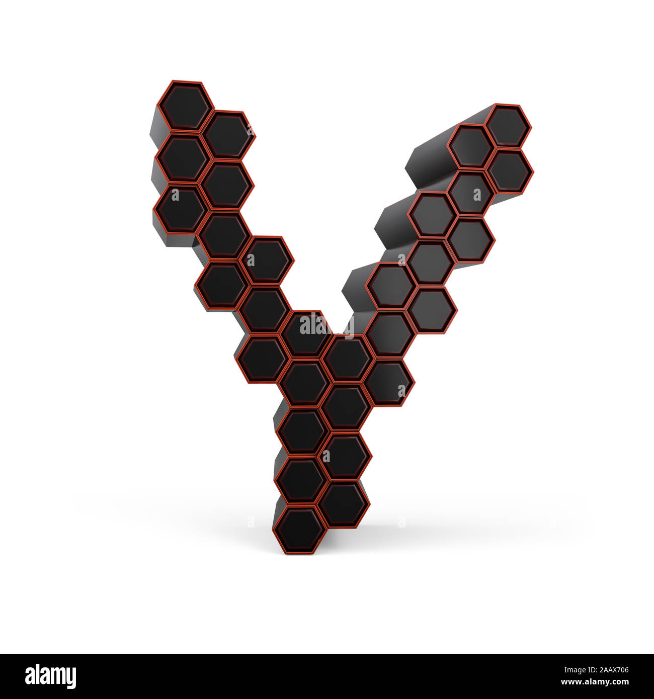 Capital letter Y. Uppercase. Black glossy abstract honeycomb font. 3D ...