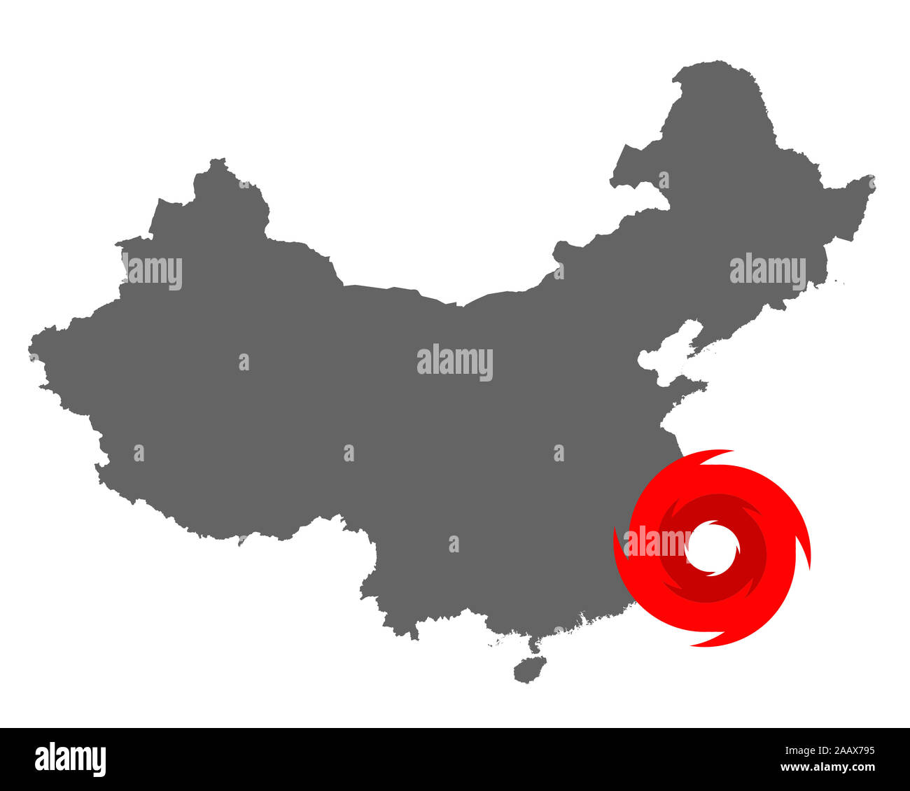 Map of China and hurricane symbol Stock Photo - Alamy
