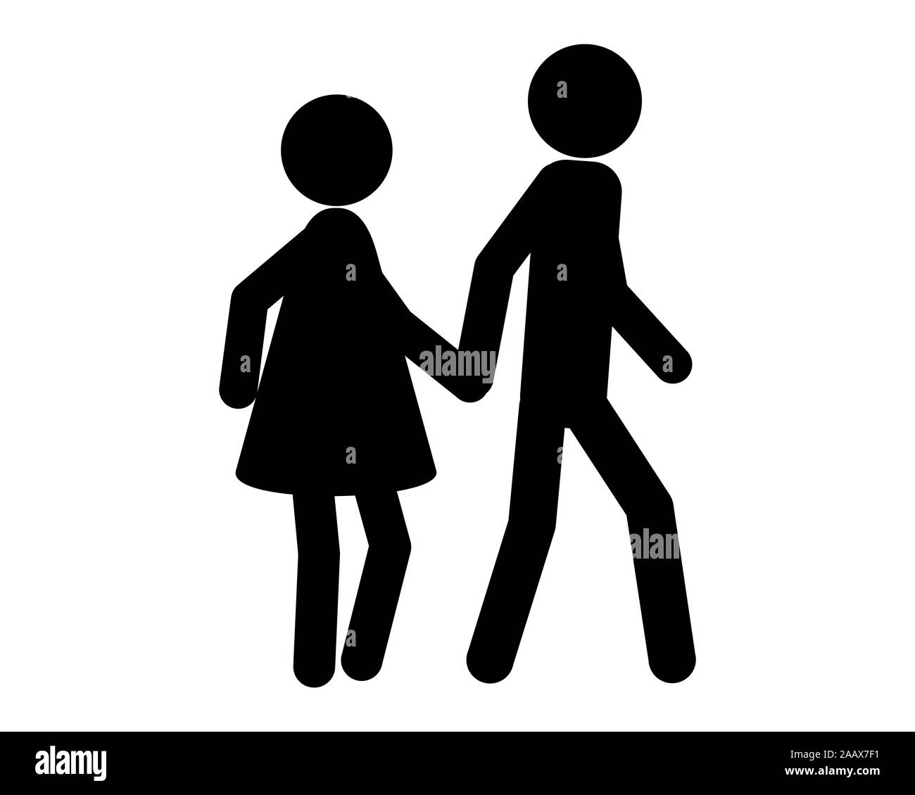 An illustration of a couple walk hand in hand hi-res stock photography ...