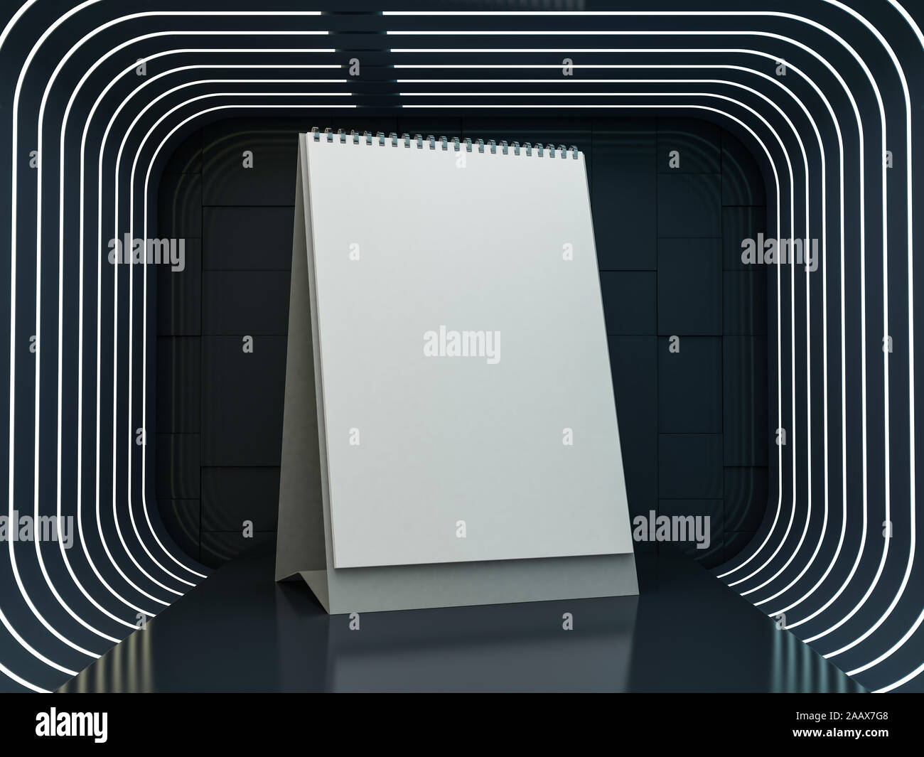 Empty desk calendar. Mockup design luxury concept. 3D rendering Stock ...