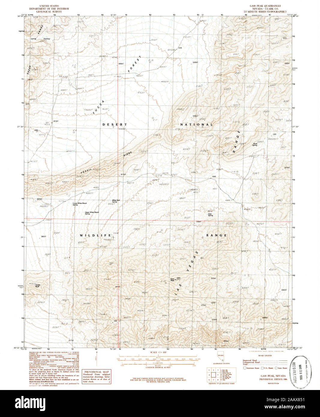 USGS TOPO Map Nevada NV Gass Peak 318817 1986 24000 Restoration Stock ...