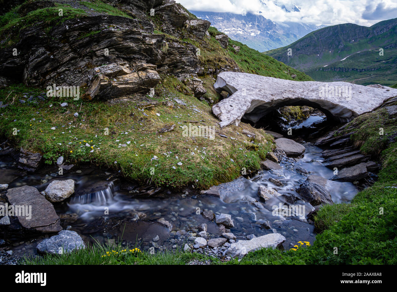 River under Snow Bridge Stock Photo - Alamy
