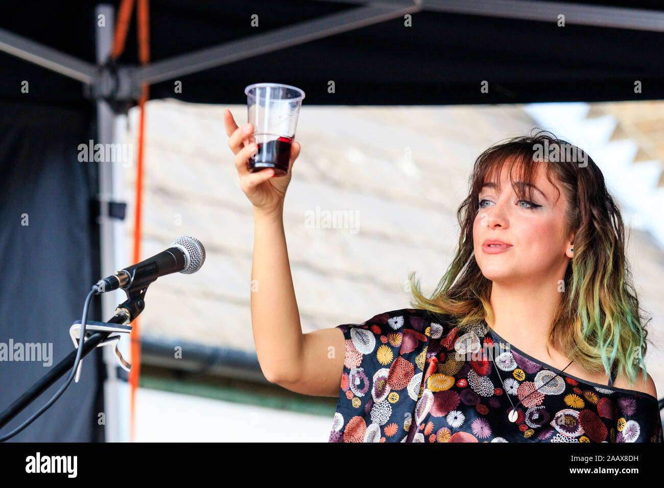 French singer songwriter, Estelle Mey performing at the Faversham Hop ...