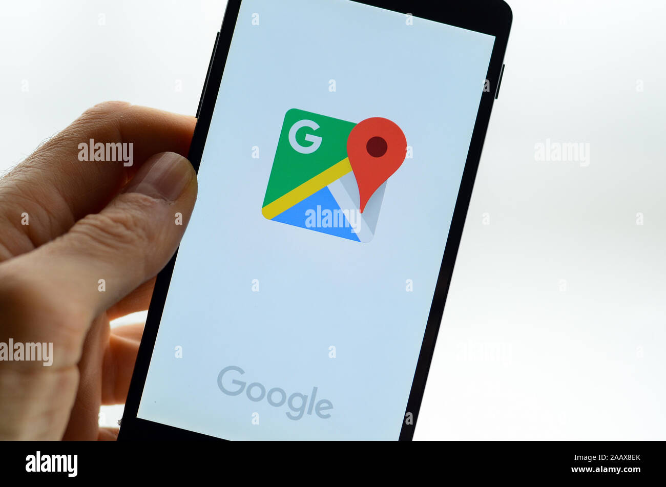 A smartphone with the Google Maps app on it Stock Photo - Alamy
