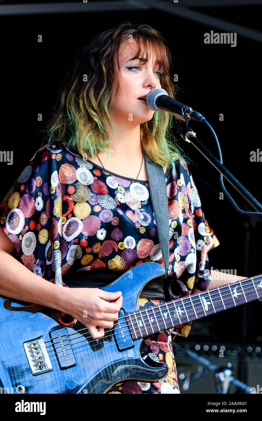French singer songwriter, Estelle Mey performing at the Faversham Hop ...