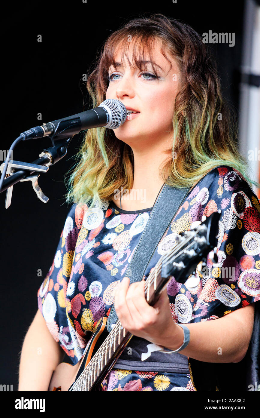 French singer songwriter, Estelle Mey performing at the Faversham Hop ...