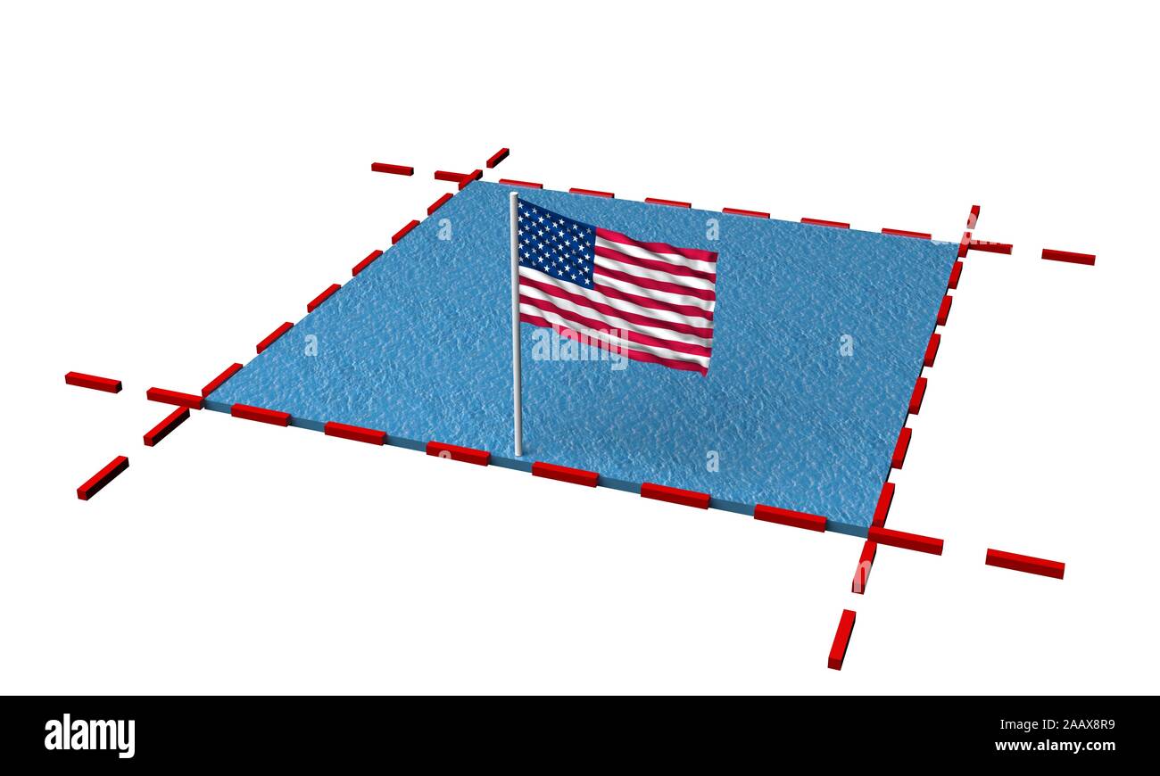 part sea with borders and flag of USA. 3d rendering Stock Photo - Alamy