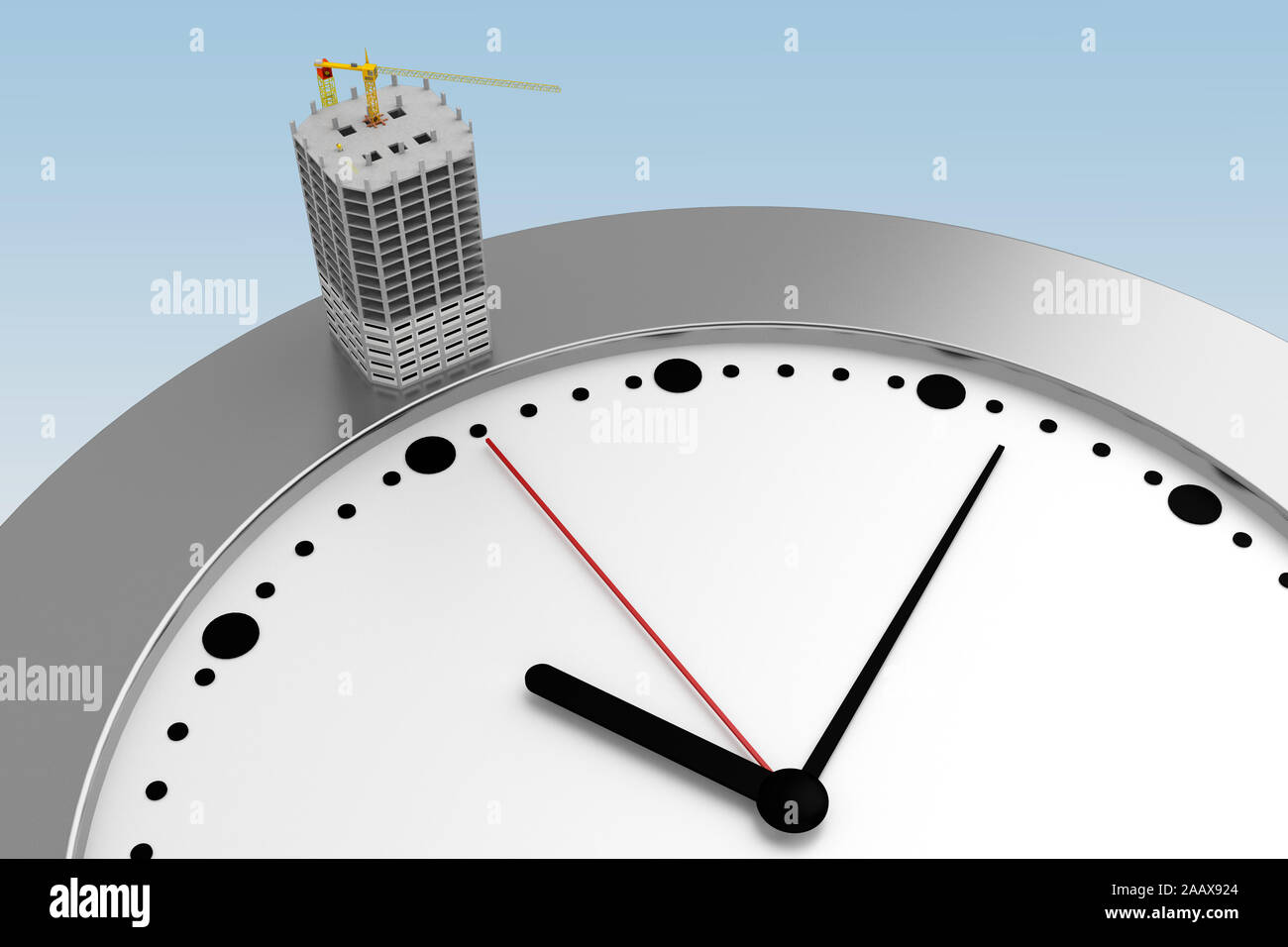 multi-storey building is built on clock. 3d rendering Stock Photo - Alamy