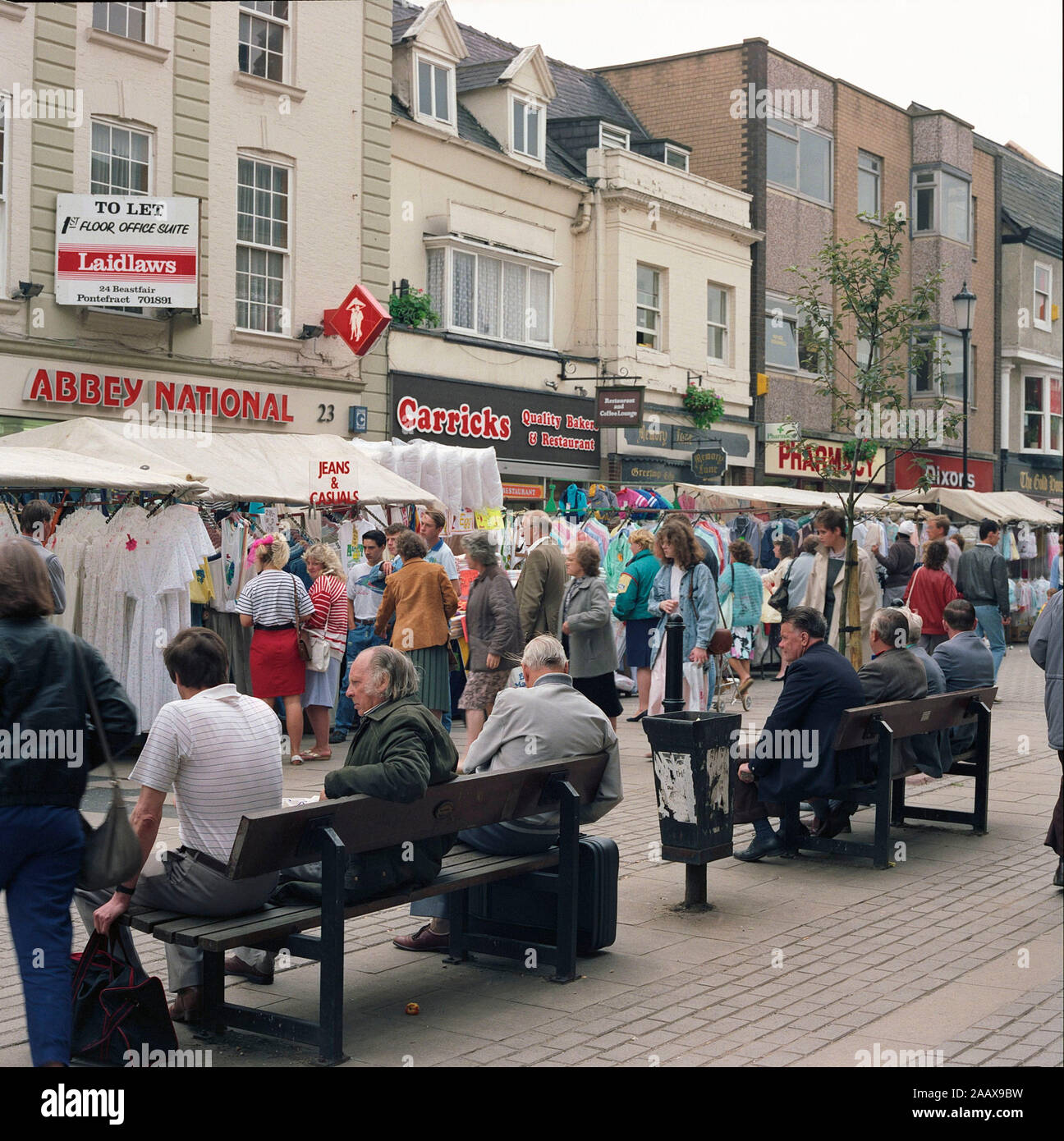 Market Day in Pontefract West Yorkshire, in 1988, Northern England, UK ...