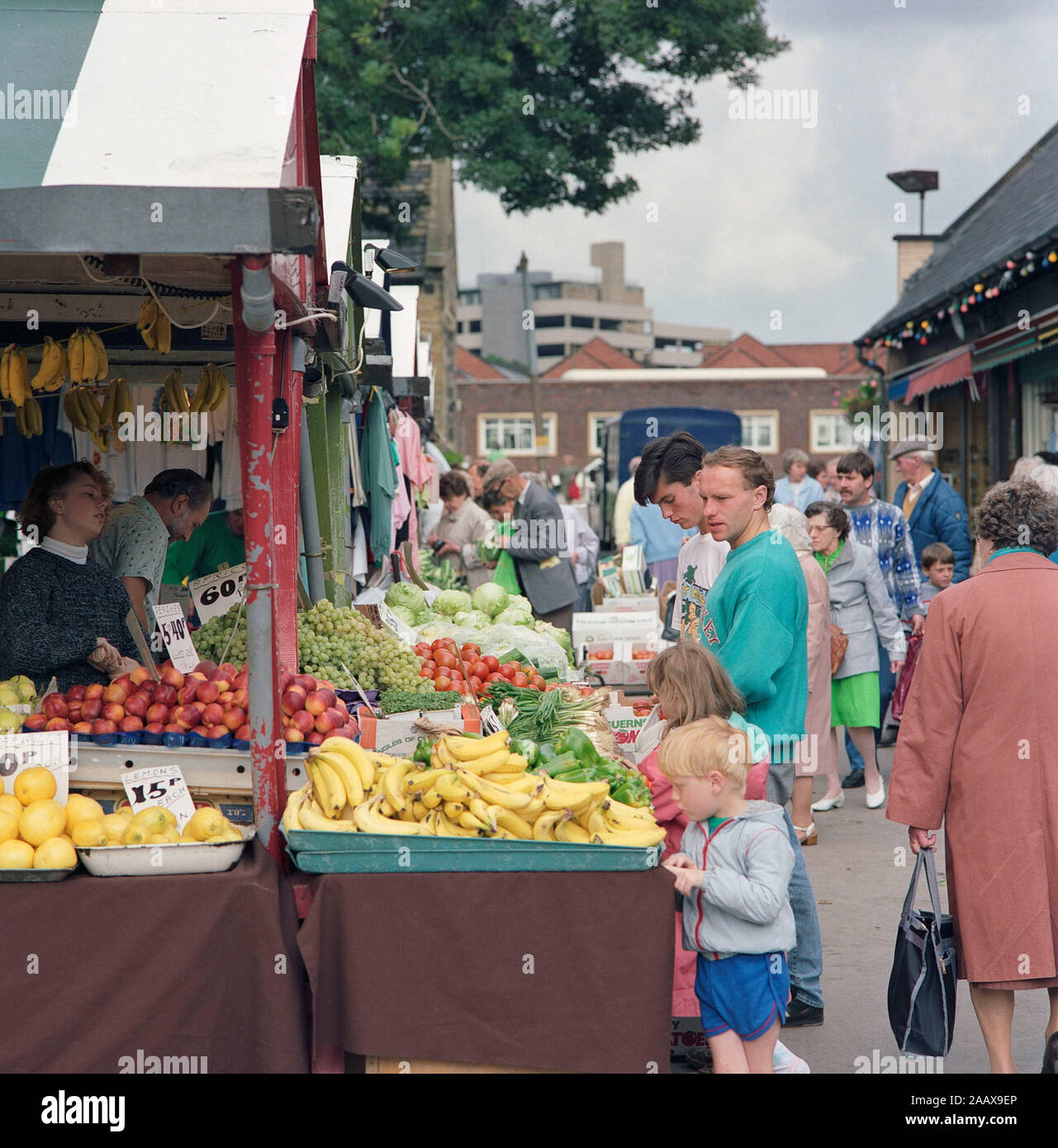 Market Day in Wakefield West Yorkshire, in 1988, Northern England, UK ...