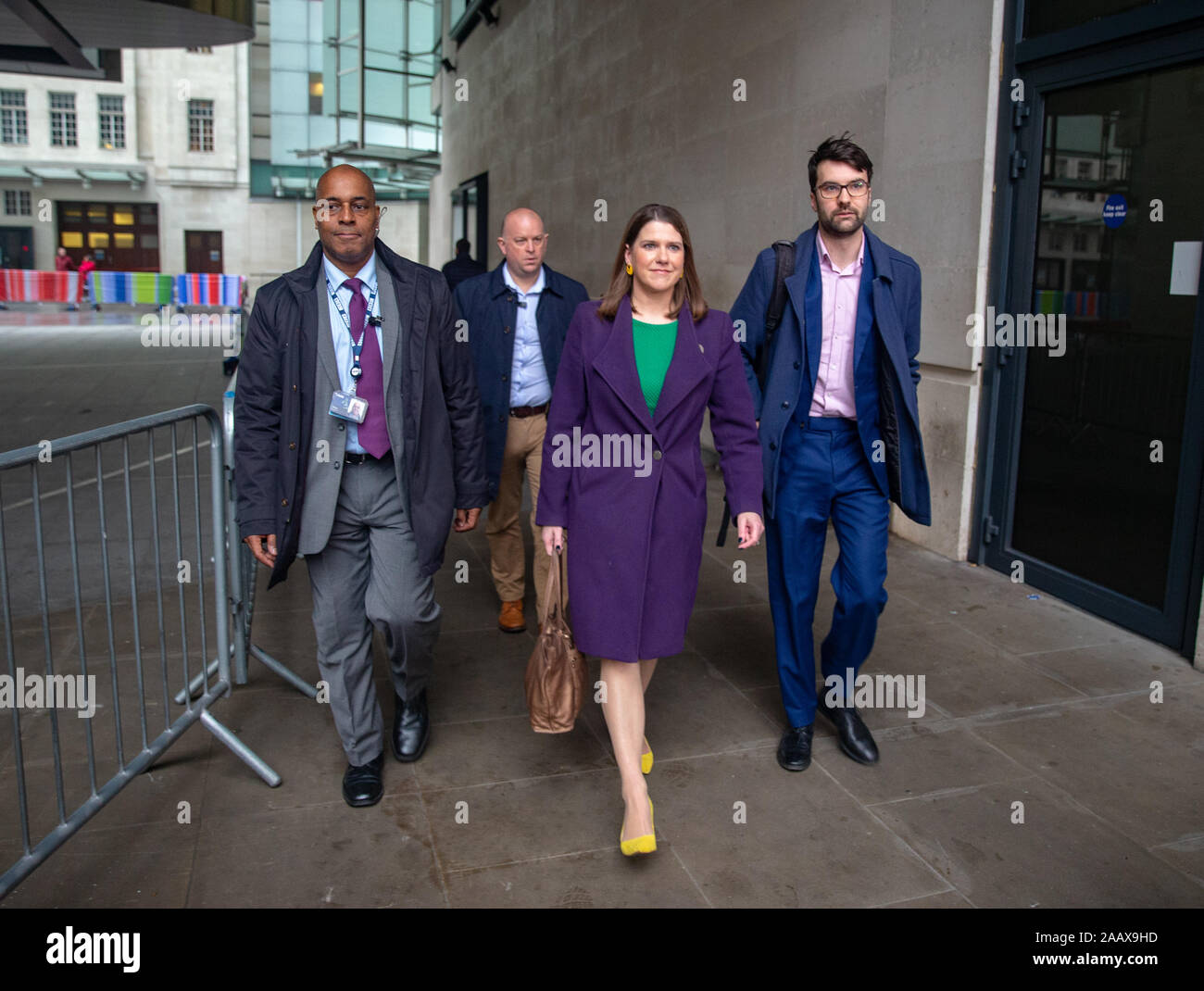 Liberal Democrat Leader, Jo Swinson, leaves the BBC Studios after ...