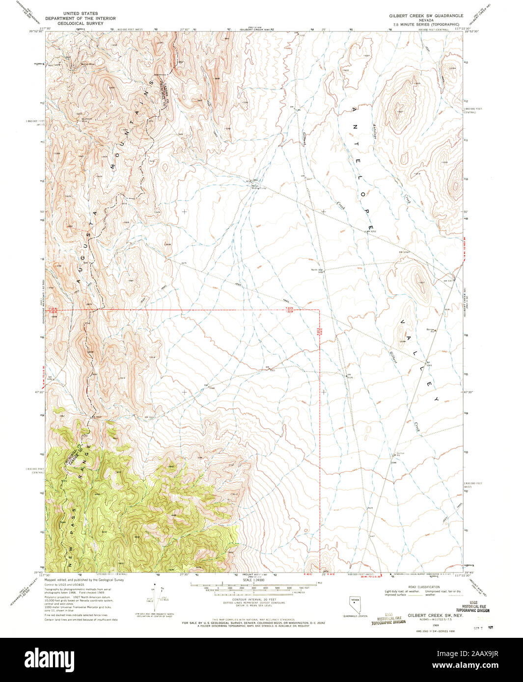USGS TOPO Map Nevada NV Gilbert Creek SW 318839 1969 24000 Restoration ...
