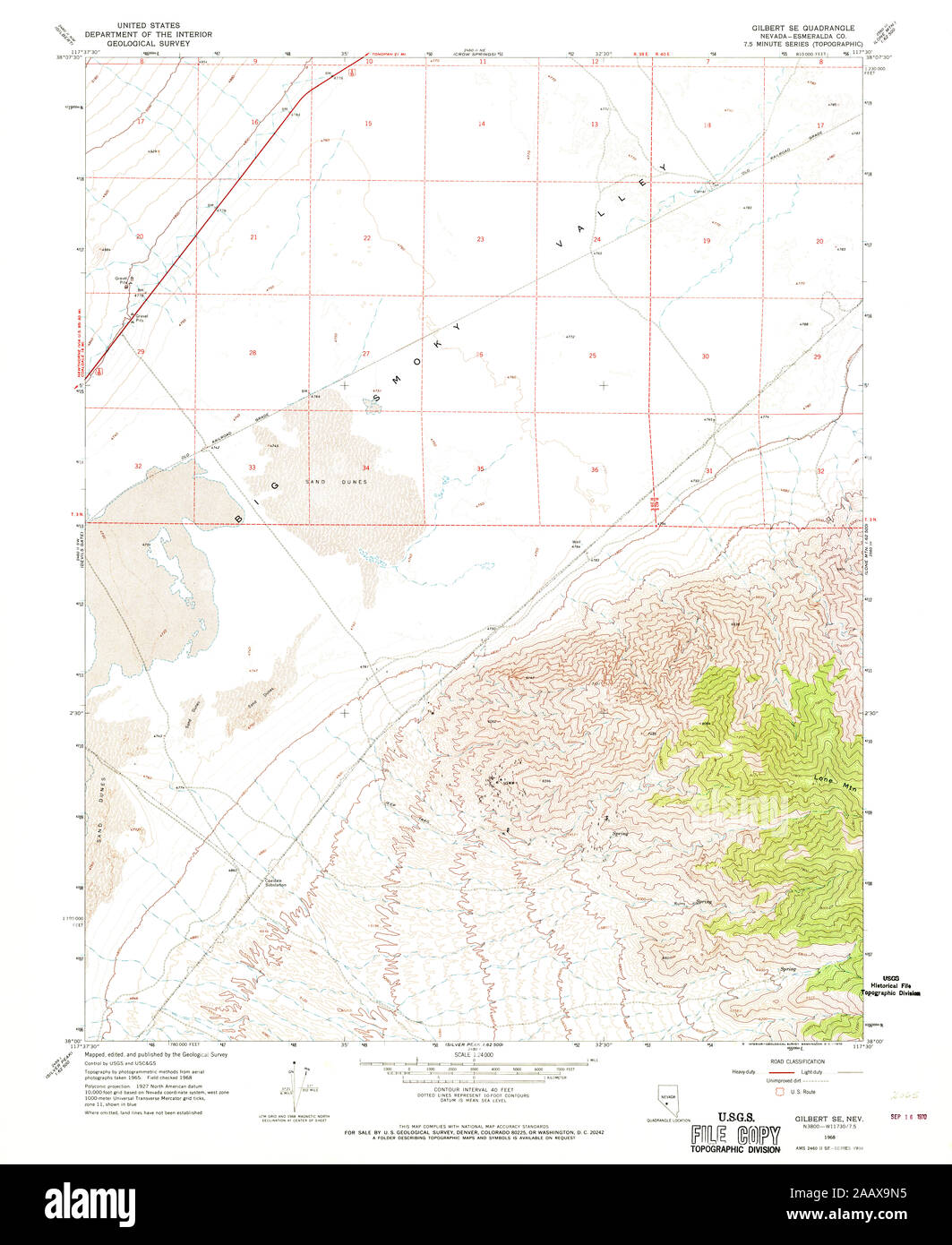 USGS TOPO Map Nevada NV Gilbert SE 318841 1968 24000 Restoration Stock ...