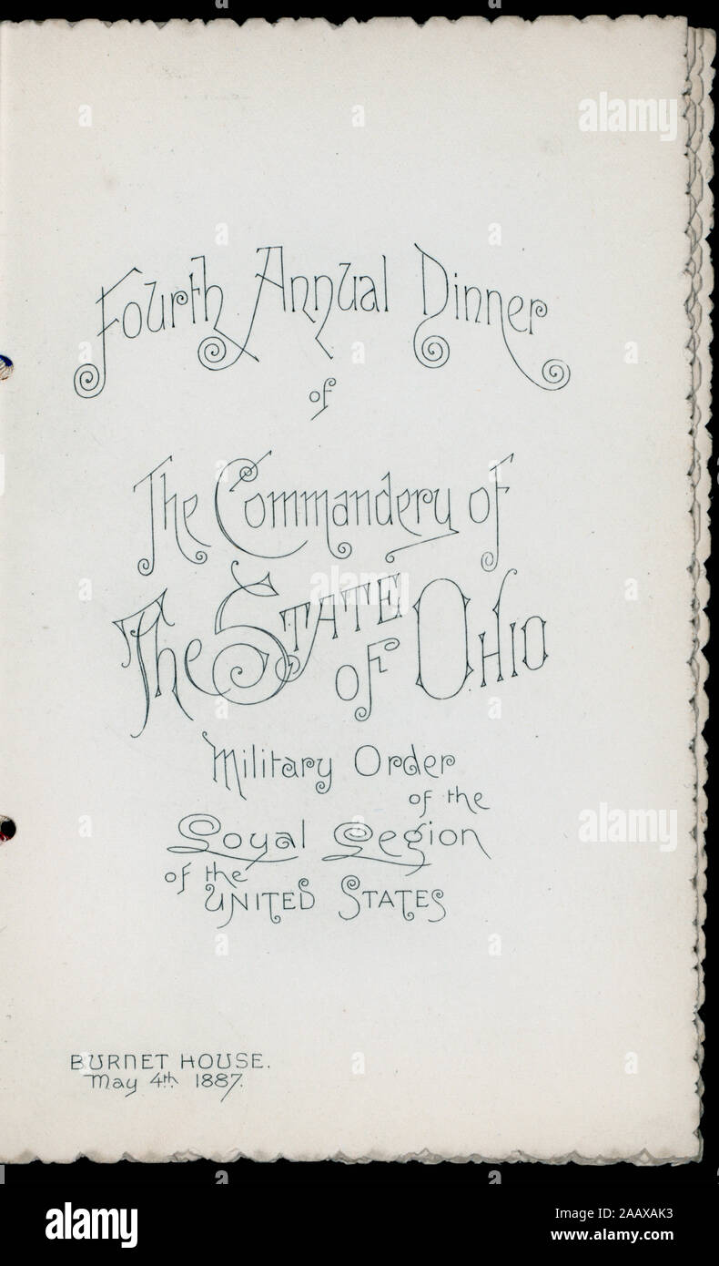 FOURTH ANNUAL DINNER (held by) STATE OF OHIO MILITARY ORDER (at ...