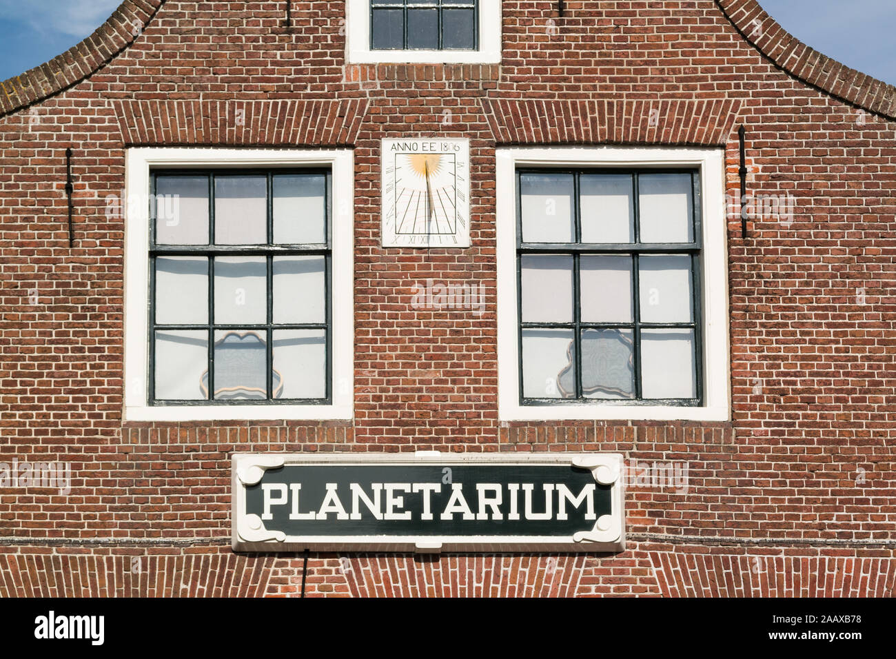 Front facade of Eise Eisinga planetarium house in Franeker, Friesland ...