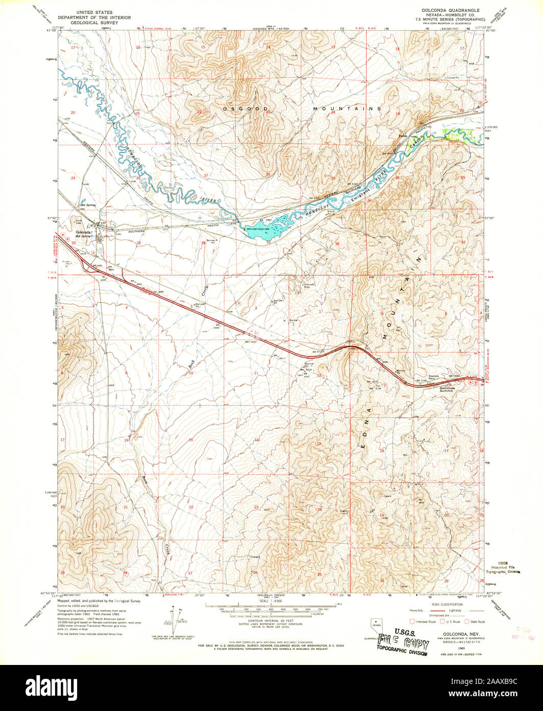 USGS TOPO Map Nevada NV Golconda 318864 1965 24000 Restoration Stock ...