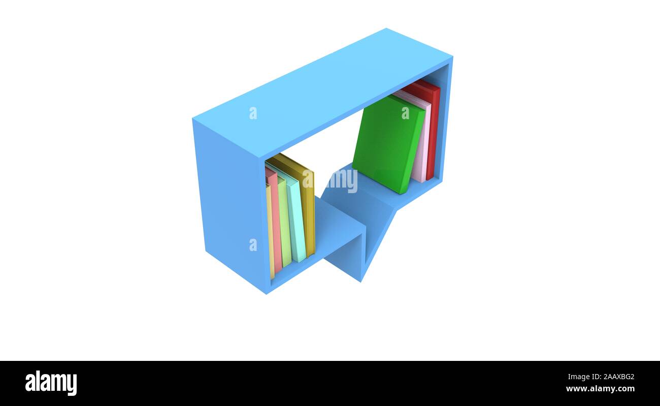 Blue Book Shelf 3D Rendering Stock Photo - Alamy