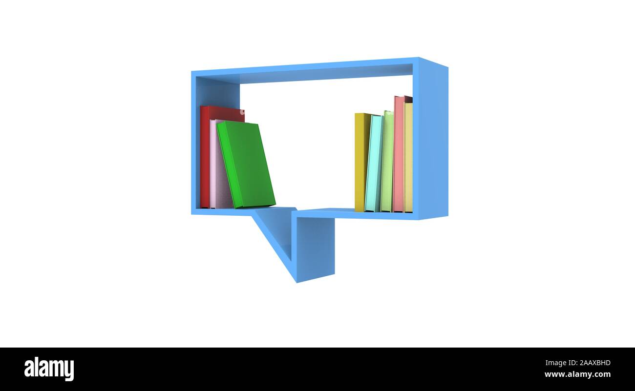 Blue Book Shelf 3D Rendering Stock Photo - Alamy