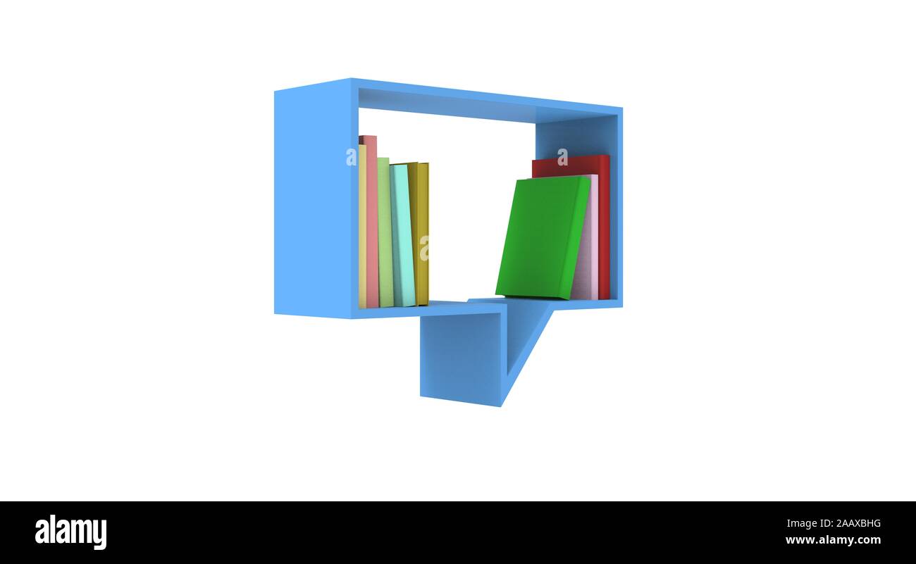 Blue Book Shelf 3D Rendering Stock Photo - Alamy