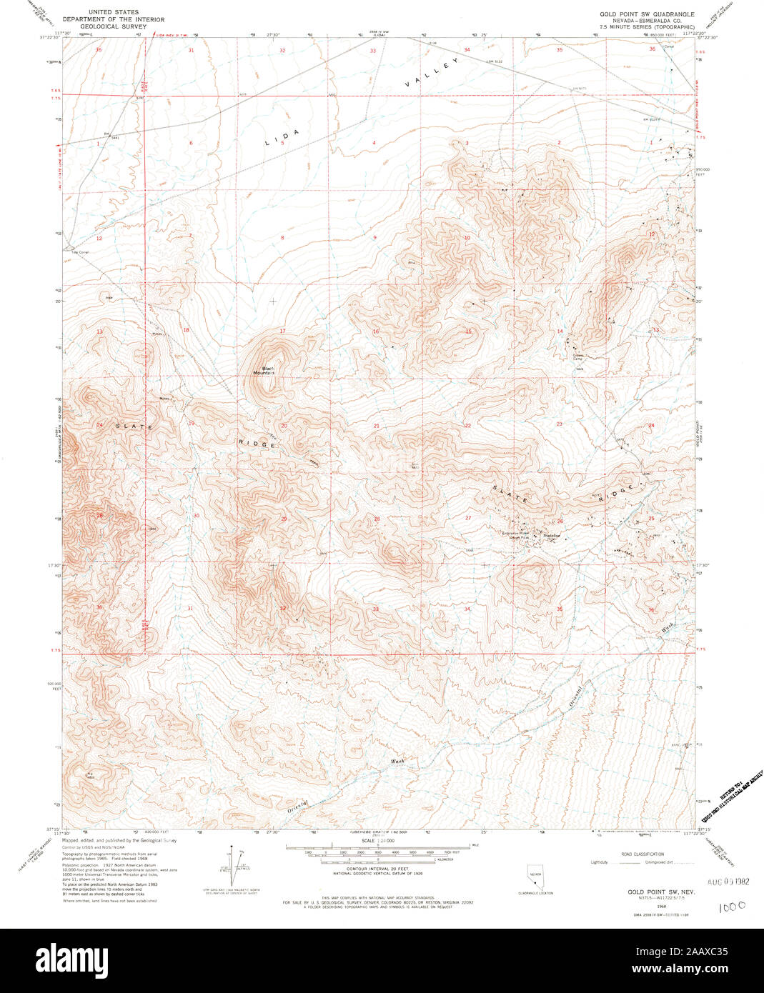 USGS TOPO Map Nevada NV Gold Point SW 318877 1968 24000 Restoration ...