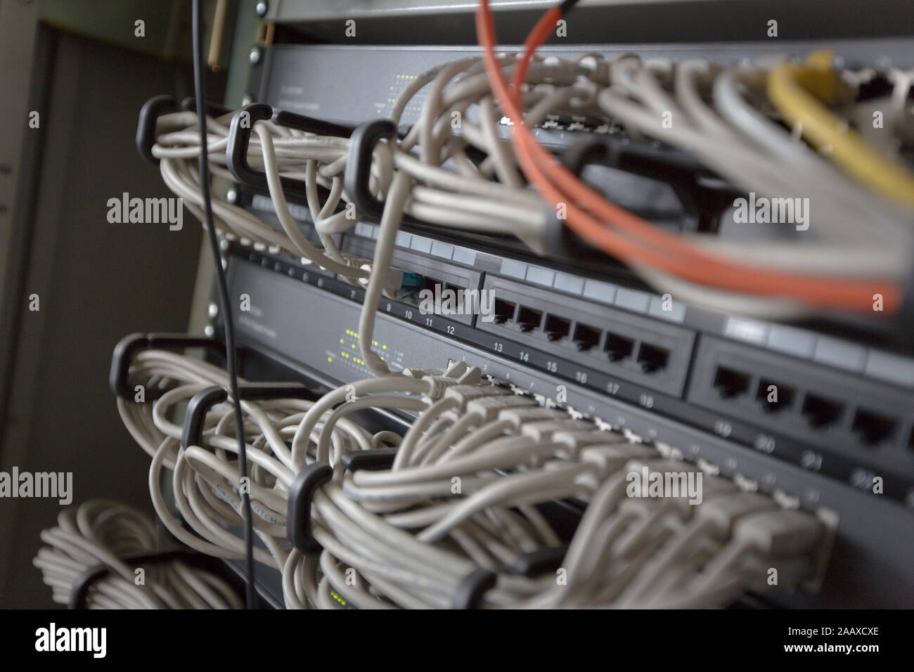Rack Mounted Servers In A Server Room, close up Stock Photo - Alamy