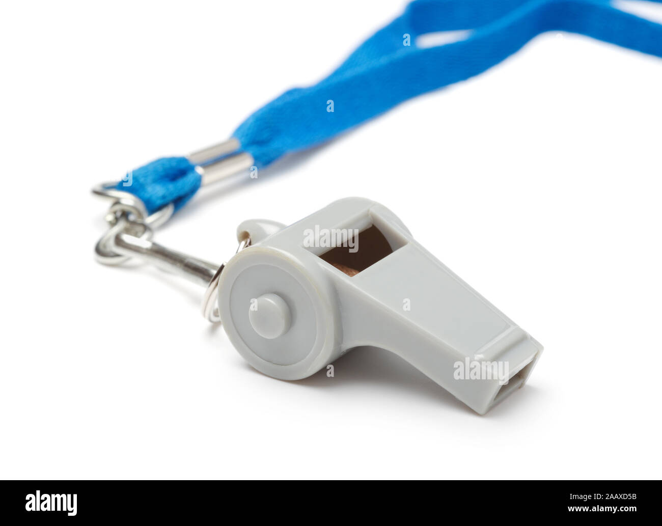 Coach gym whistle with blue cord isolated on white background Stock ...