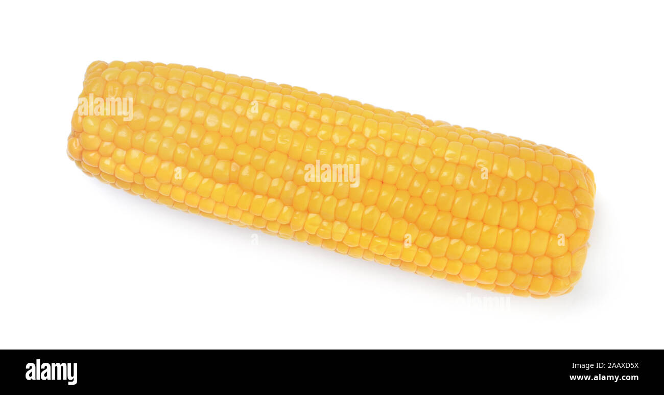 Single ripe corn cob isolated on white background Stock Photo - Alamy