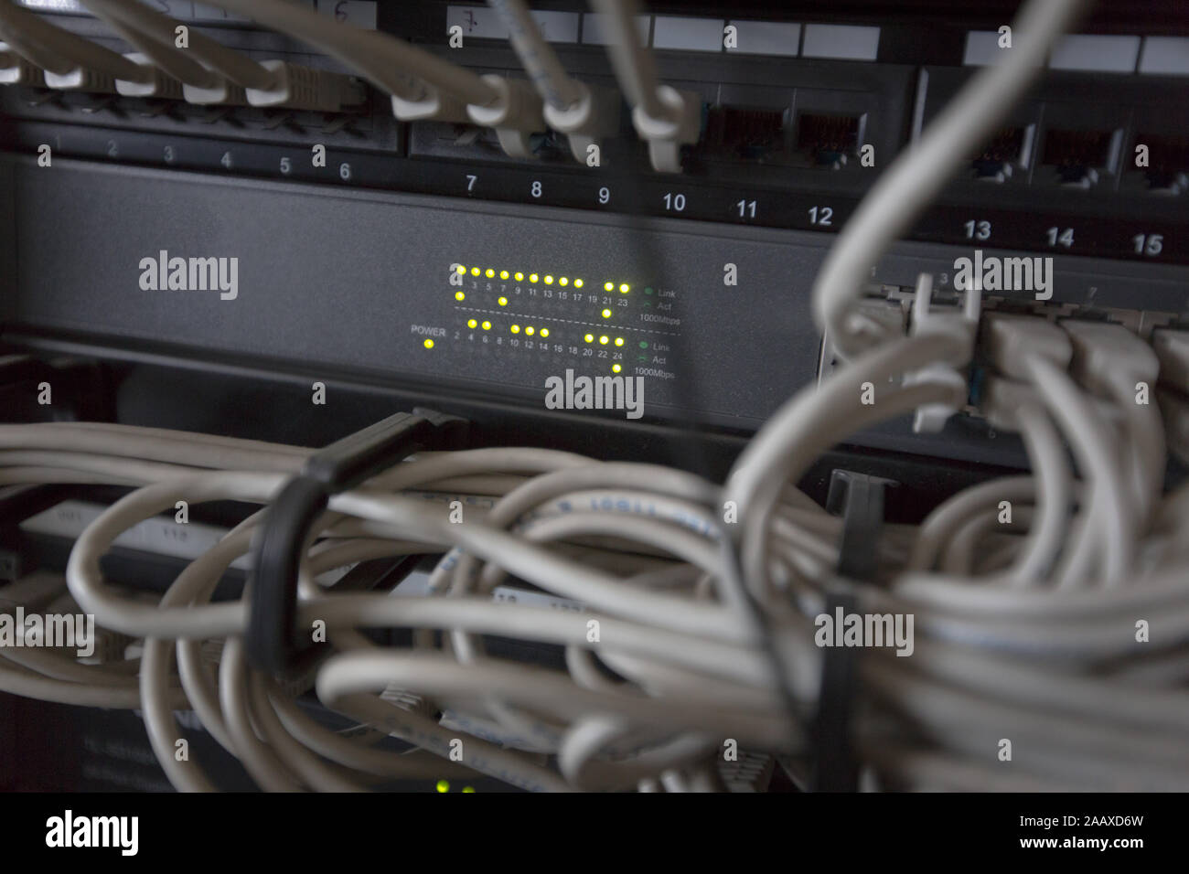 Rack Mounted Servers In A Server Room, close up Stock Photo - Alamy