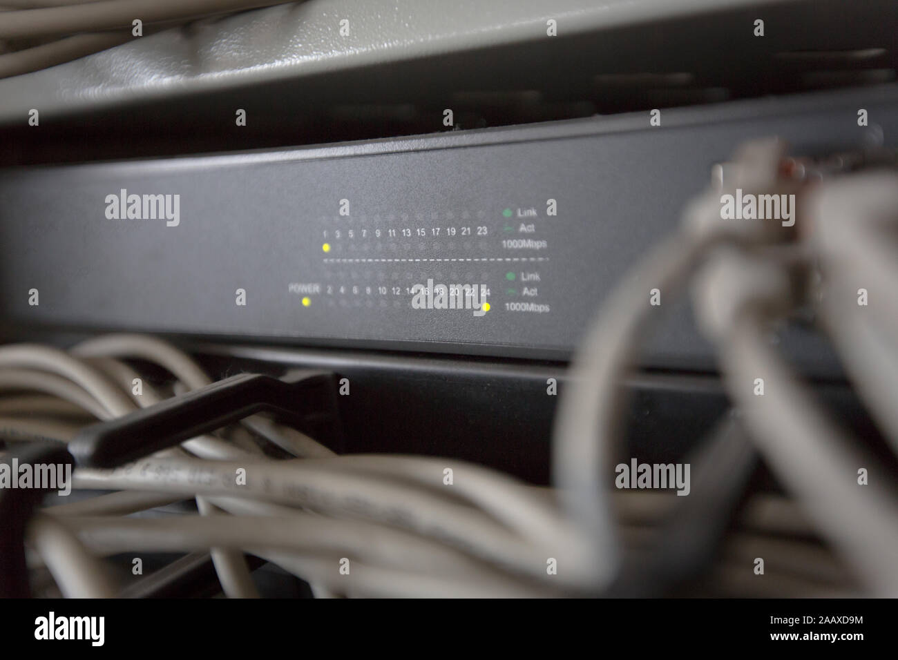 Rack Mounted Servers In A Server Room, close up Stock Photo - Alamy